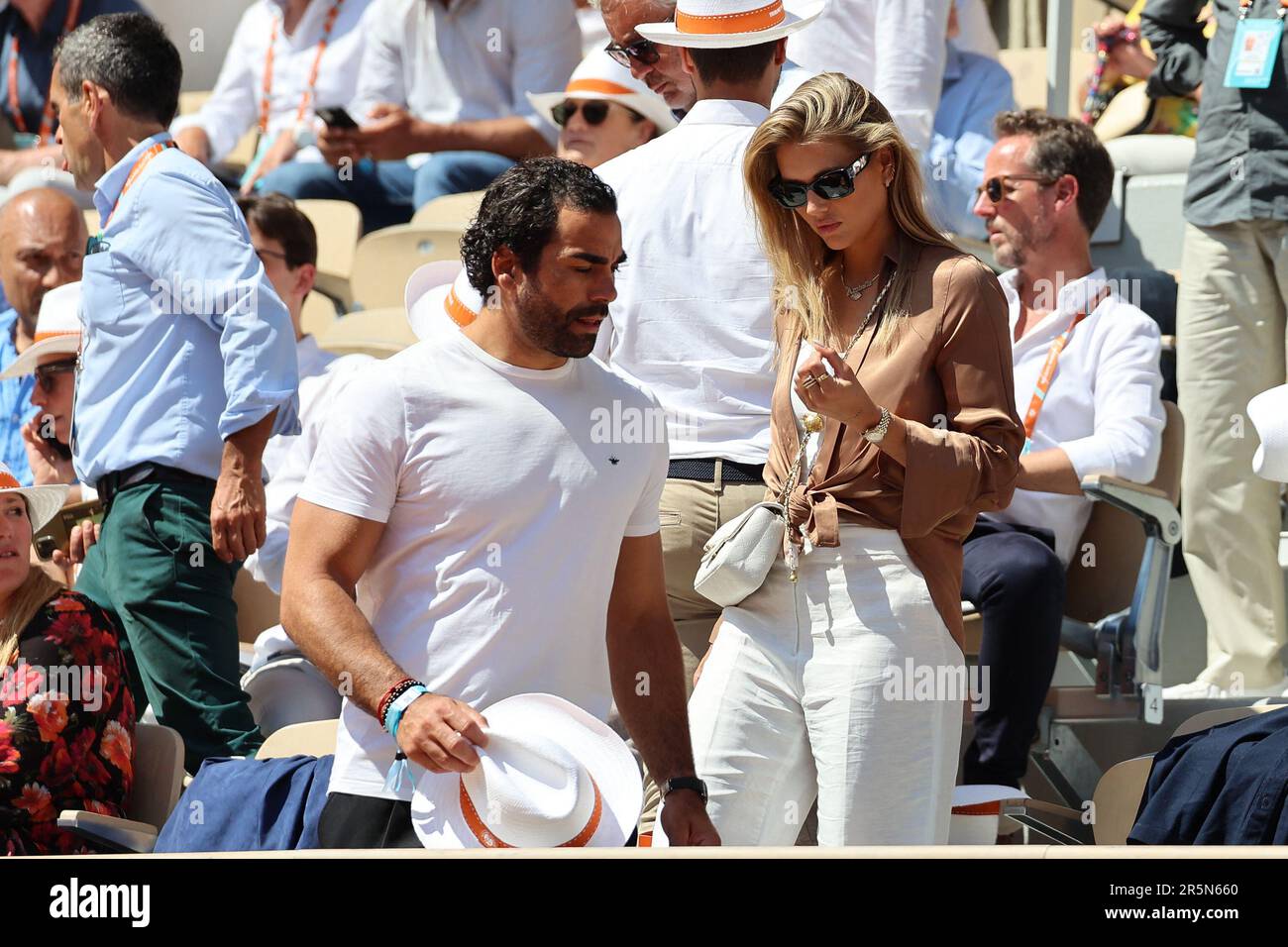 Paris, France. 04th June, 2023. Yoann Huget, Arabella Chi in the stands during French Open ...