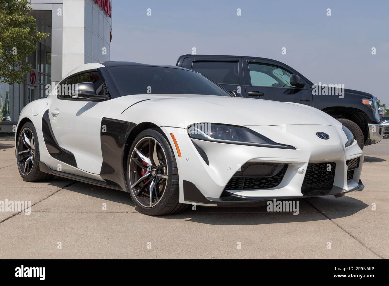 Avon - Circa June 2023: Toyota Supra display at a dealership. Toyota offers the Supra in 2.0, 3. ...