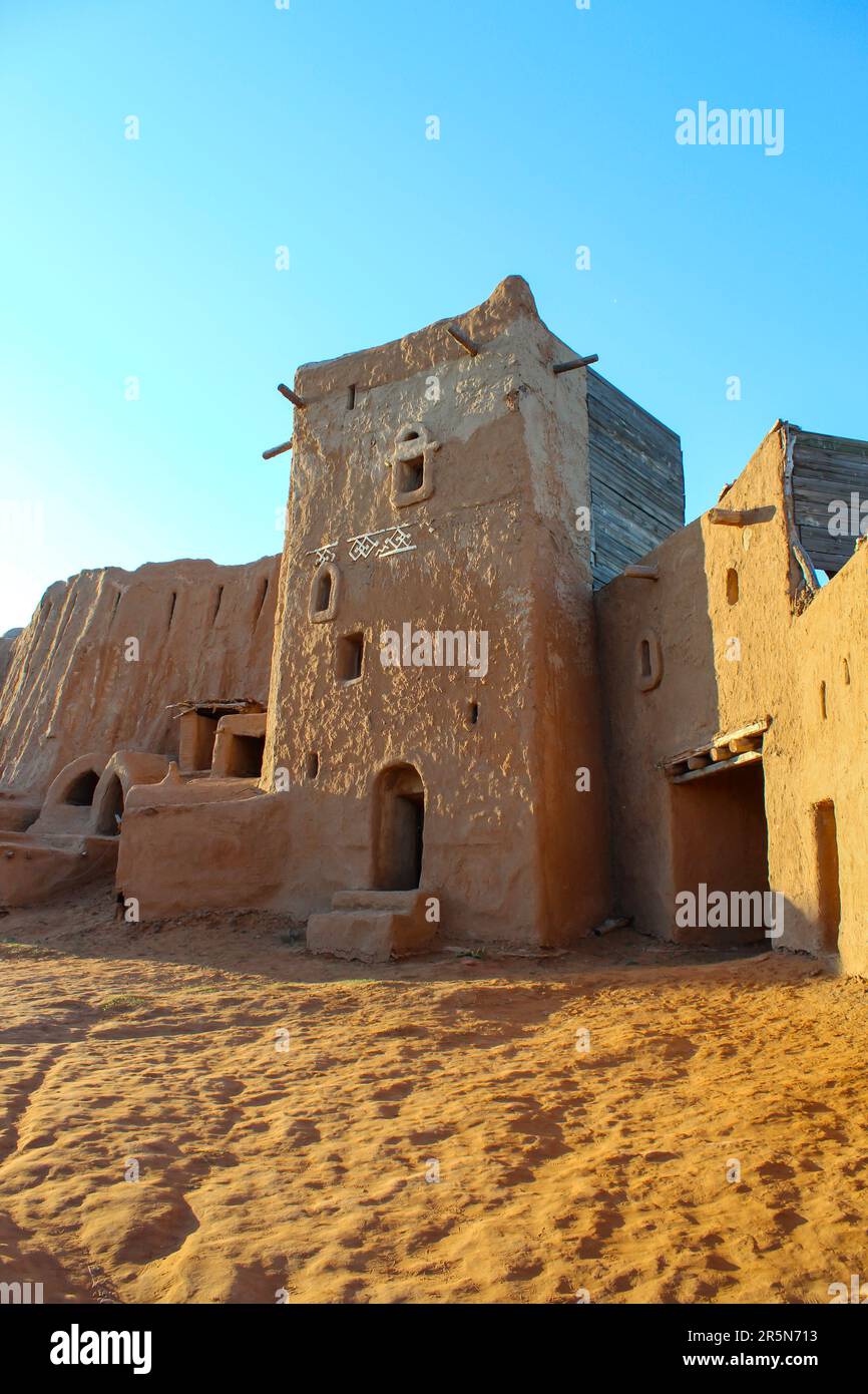 Facades of houses in the old city. Sarai Batu. Astrakhan Oblast. Russia ...