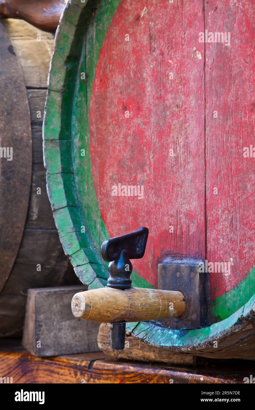 Italy - old tap on a barrel of Barbera wine, Piedmont region Stock ...