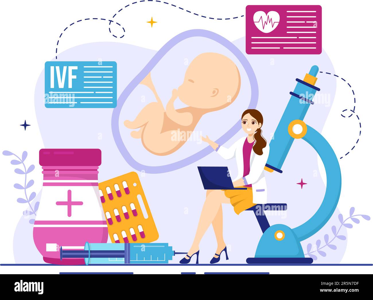 IVF or In Vitro Fertilization Vector Illustration for Artificial ...