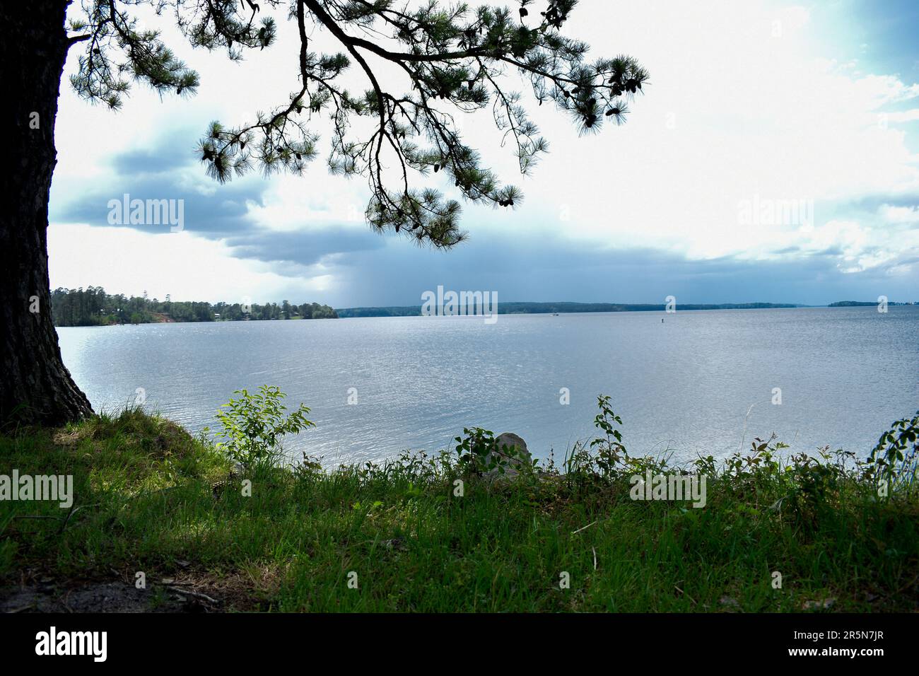 Relaxing lake life cloudy blue sky Stock Photo - Alamy