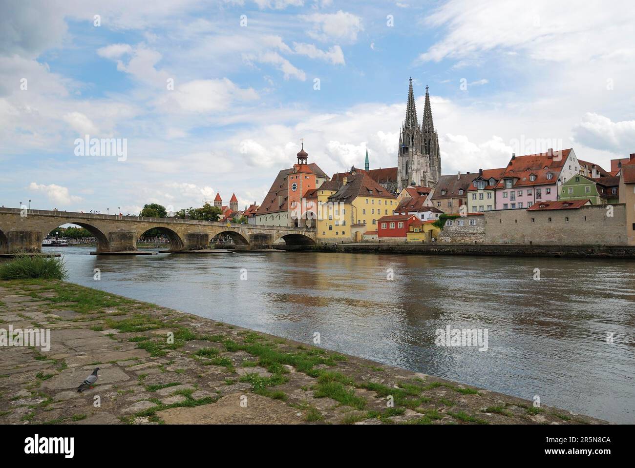 Riverside of the Danube river in Regensburg Germany Stock Photo - Alamy