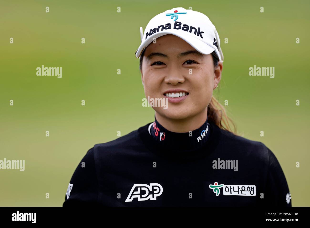 Minjee Lee, of Australia, reacts on the first hole green during the ...