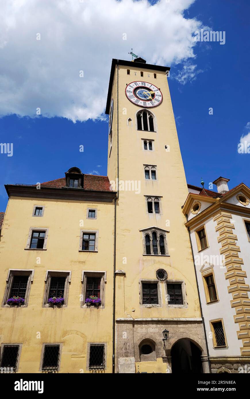 Tower of the old town hall in Regensburg Stock Photo - Alamy
