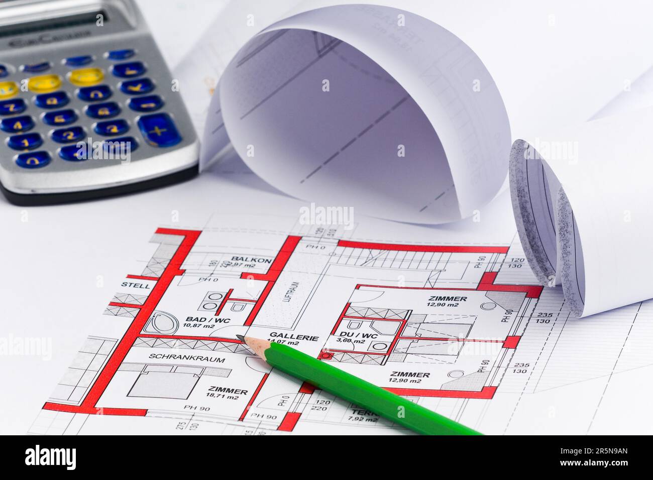 Calculation and cost control for house building Stock Photo - Alamy