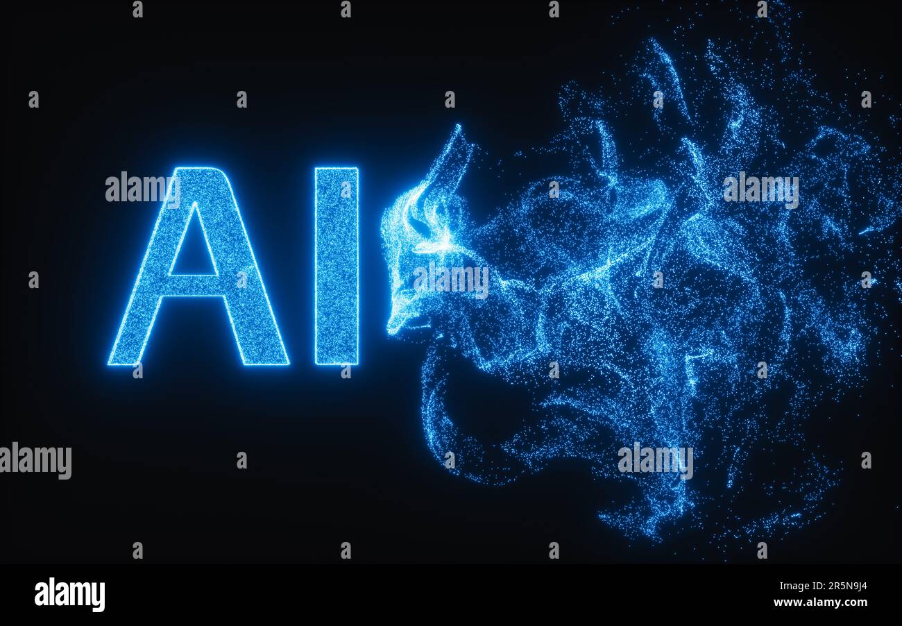 AI concept, logo of AI, 3d rendering. Digital drawing Stock Photo - Alamy
