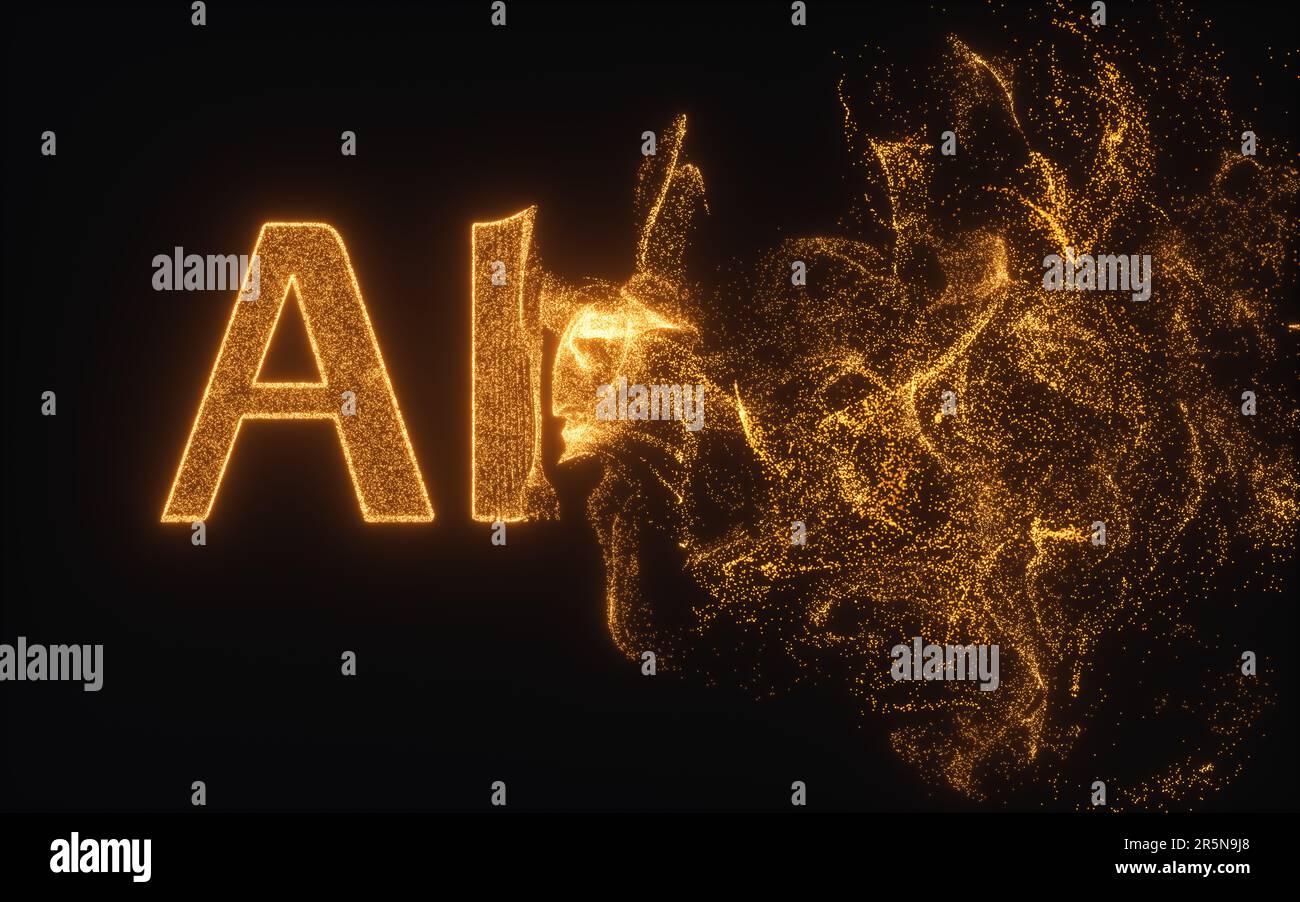 AI concept, logo of AI, 3d rendering. Digital drawing Stock Photo - Alamy