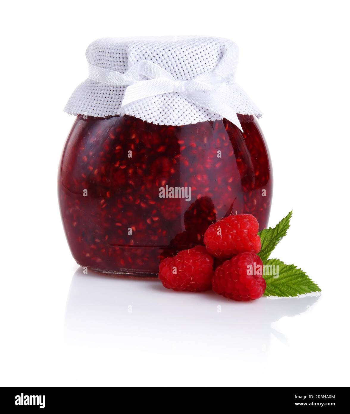 Raspberry jam isolated on white background Stock Photo - Alamy