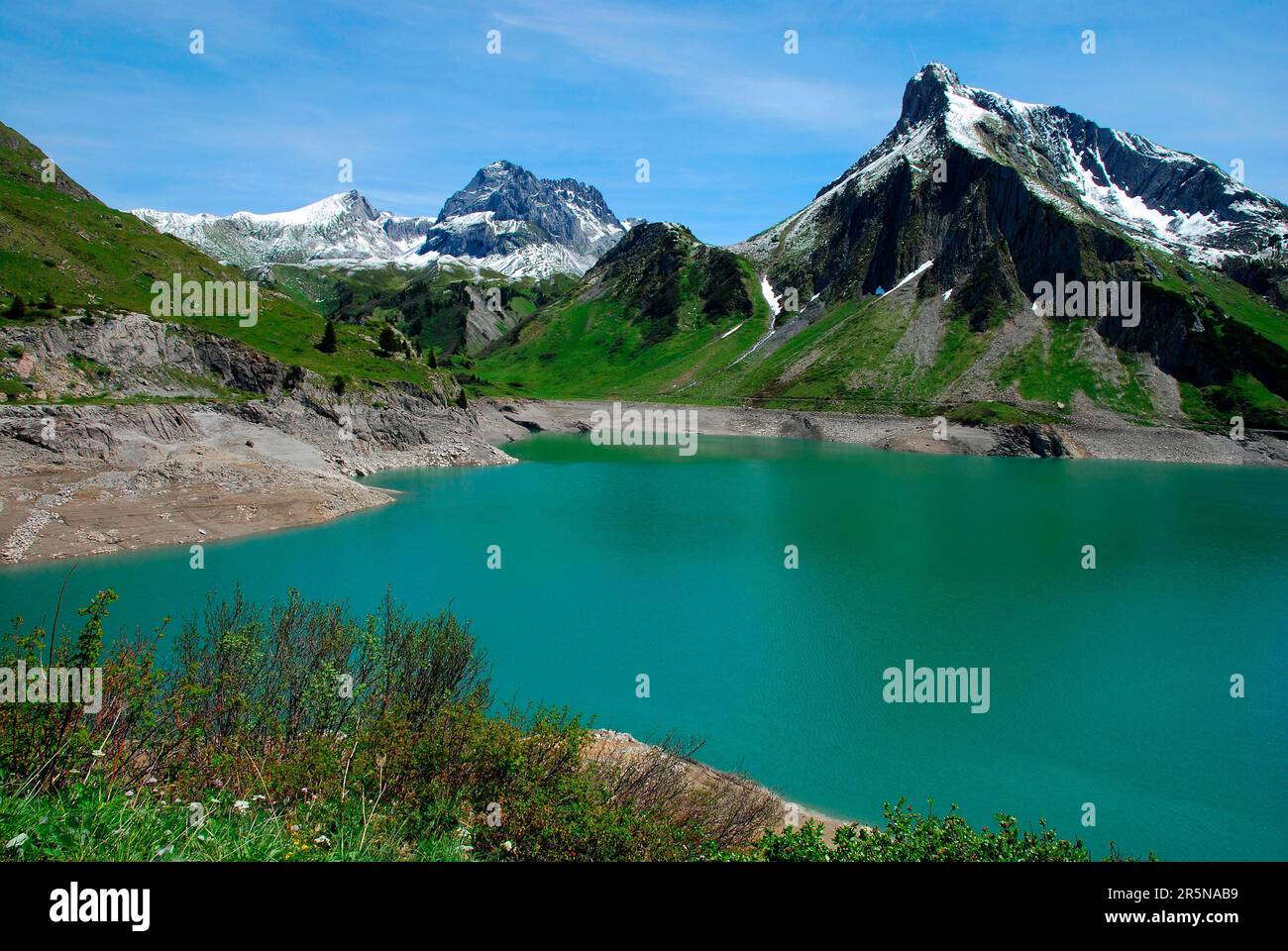 Spullersee, reservoir on the Arlberg, Lechquellen Mountains, Austria ...