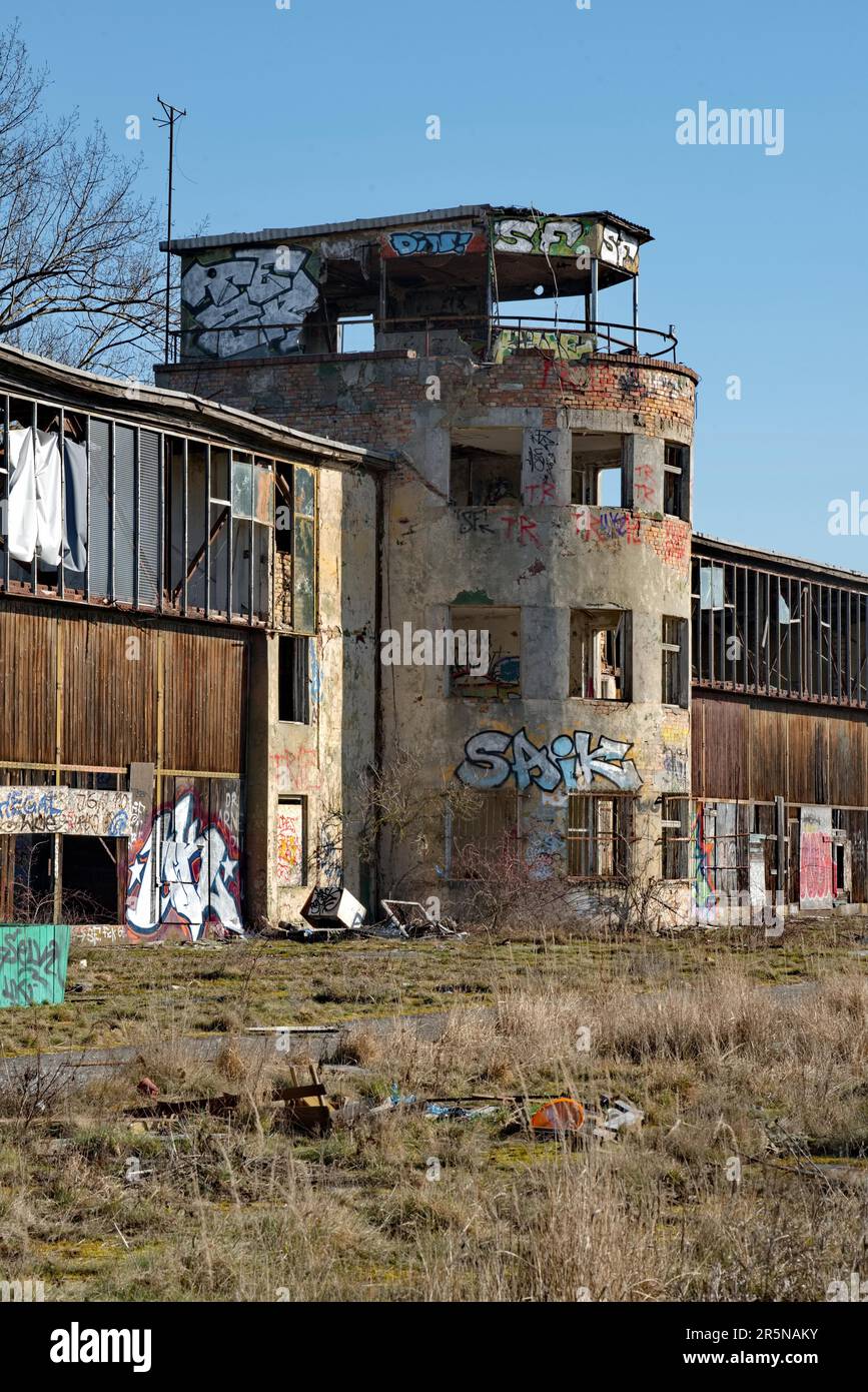 Control tower of the former Rangsdorf airfield, Teltow-Flaeming ...