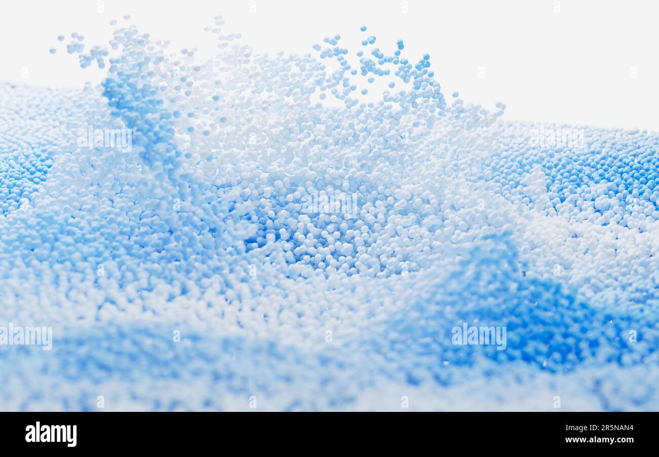 Abstract splash particles and balls, 3d rendering. Digital drawing ...