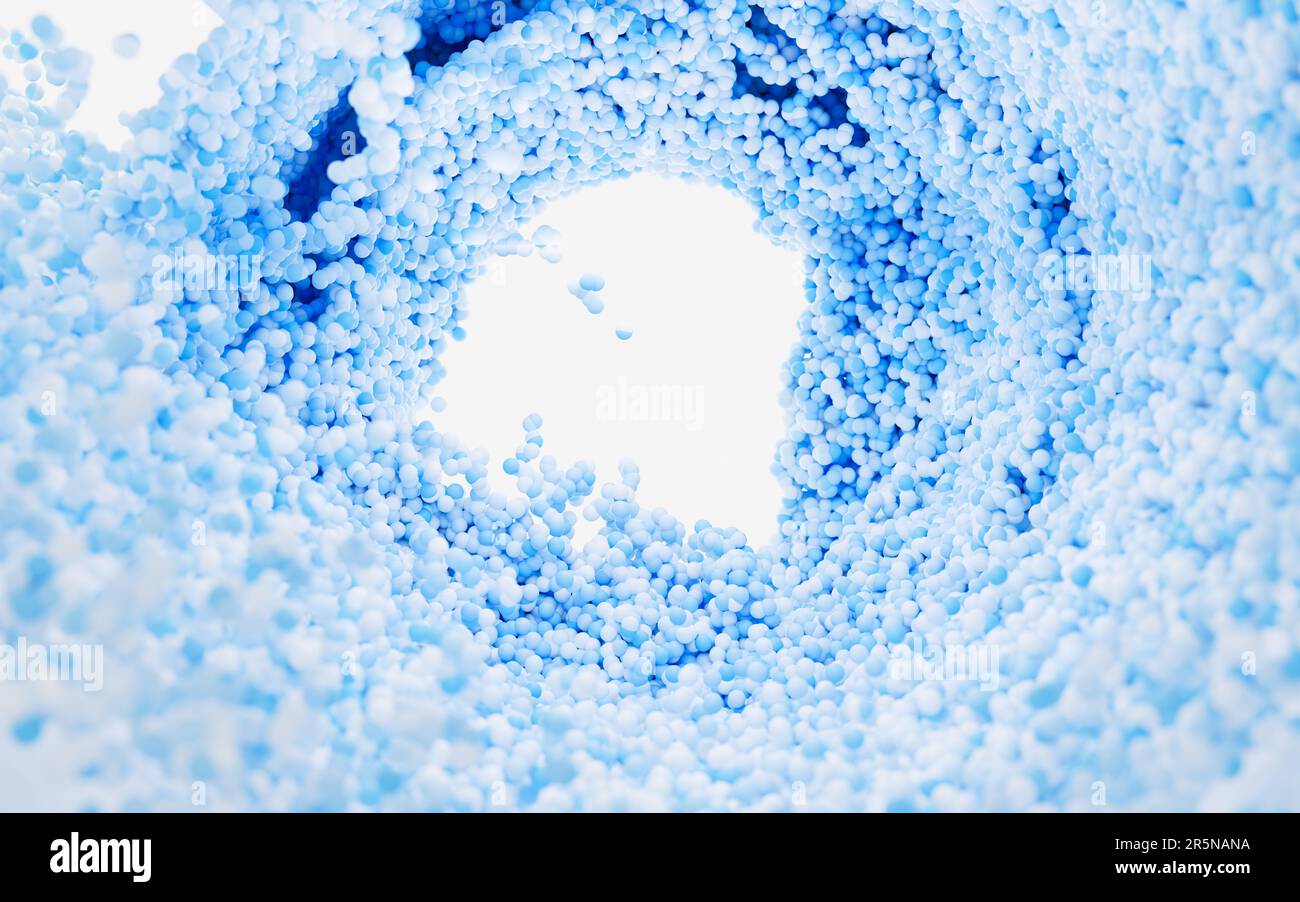 Abstract splash particles and balls, 3d rendering. Digital drawing ...
