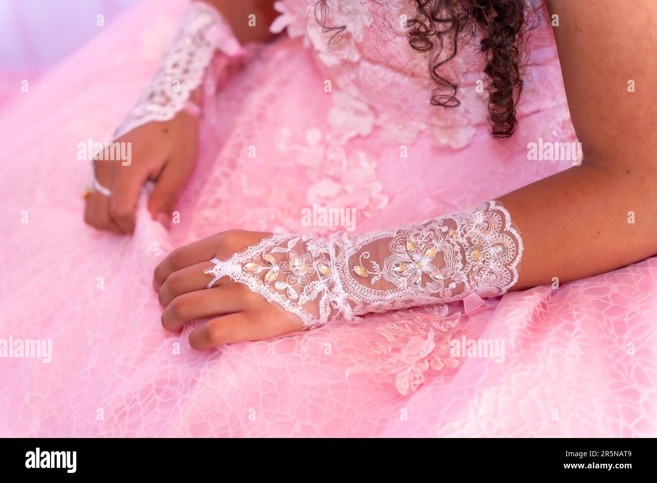 Details of the girl's outfit on her 15th birthday, a traditional Latin ...