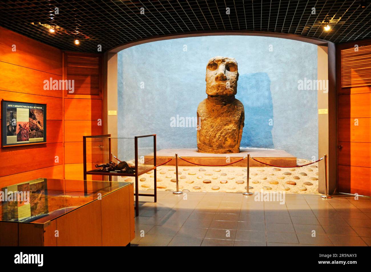 Moai stone sculpture, archaeological museum, La Serena, Norte Chico ...