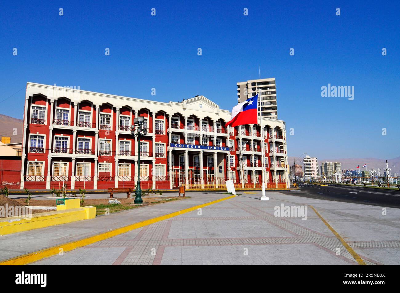 English school, Chilean flag, Iquique, Norte Grande, Chile Stock Photo ...