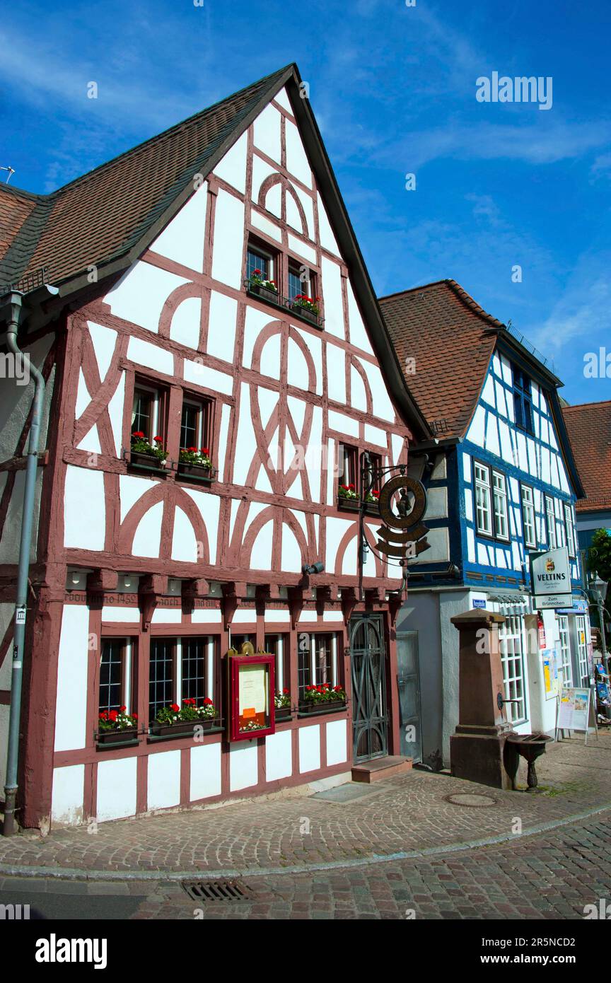 Half-timbered houses, Wernerplatz, Eppstein, Hesse, Germany Stock Photo ...