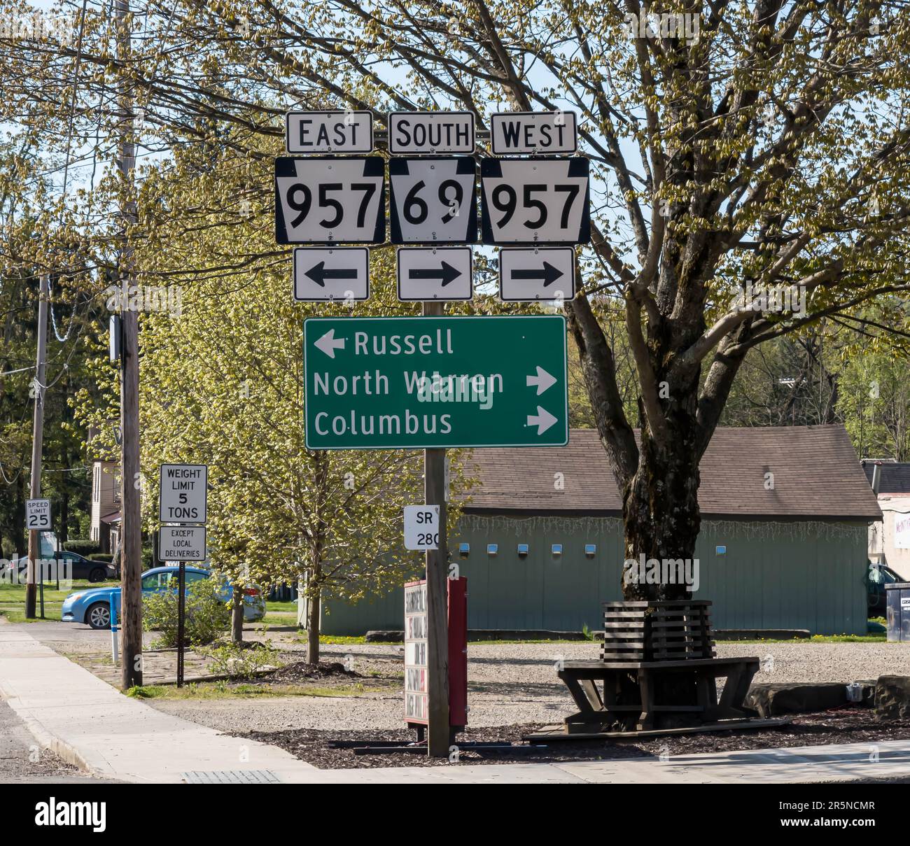 Different traffic signs on the side of the road in Sugar Grove ...