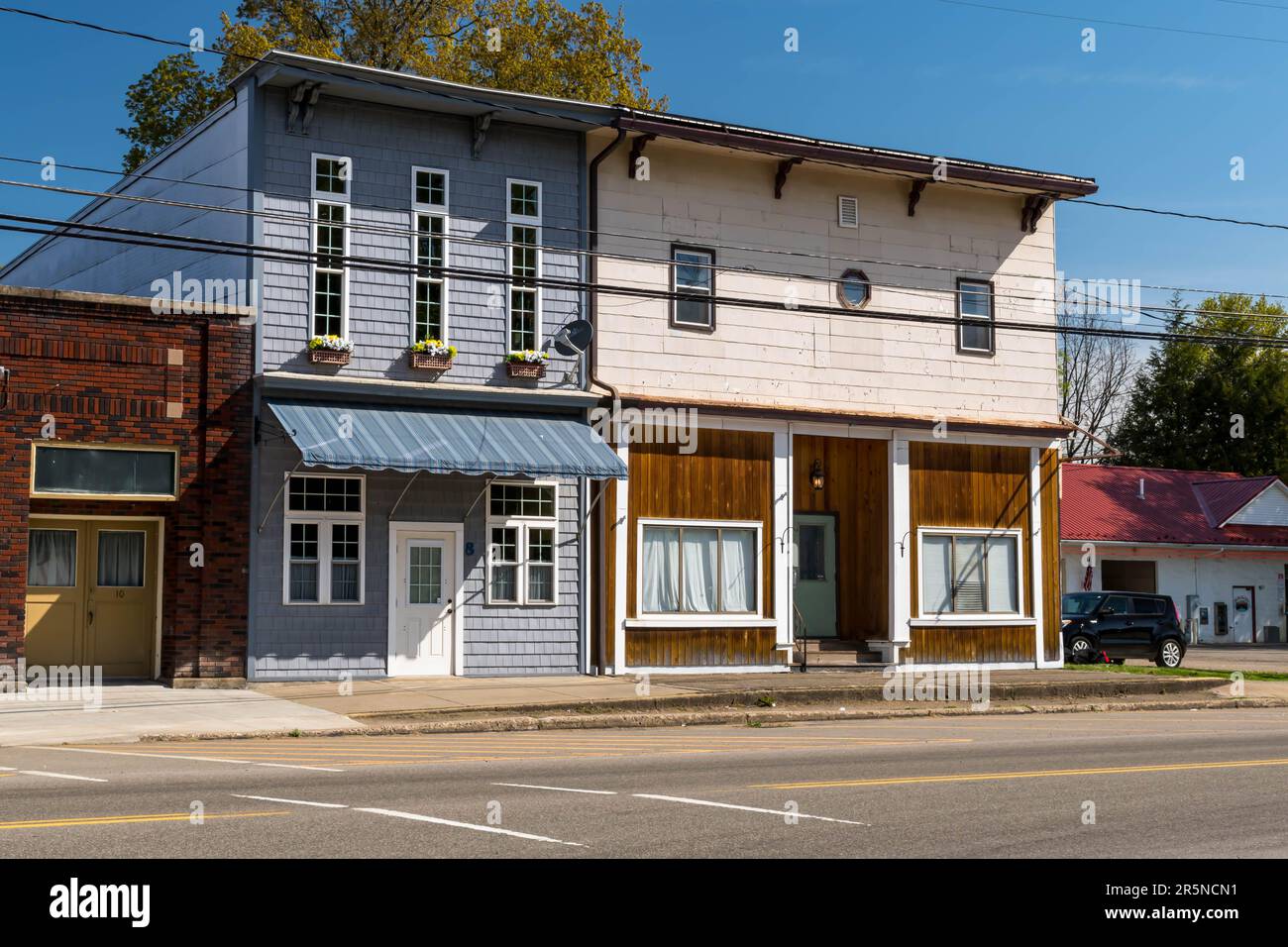 A street scene in the small rural town of Sugar Grove, Pennsylvania ...