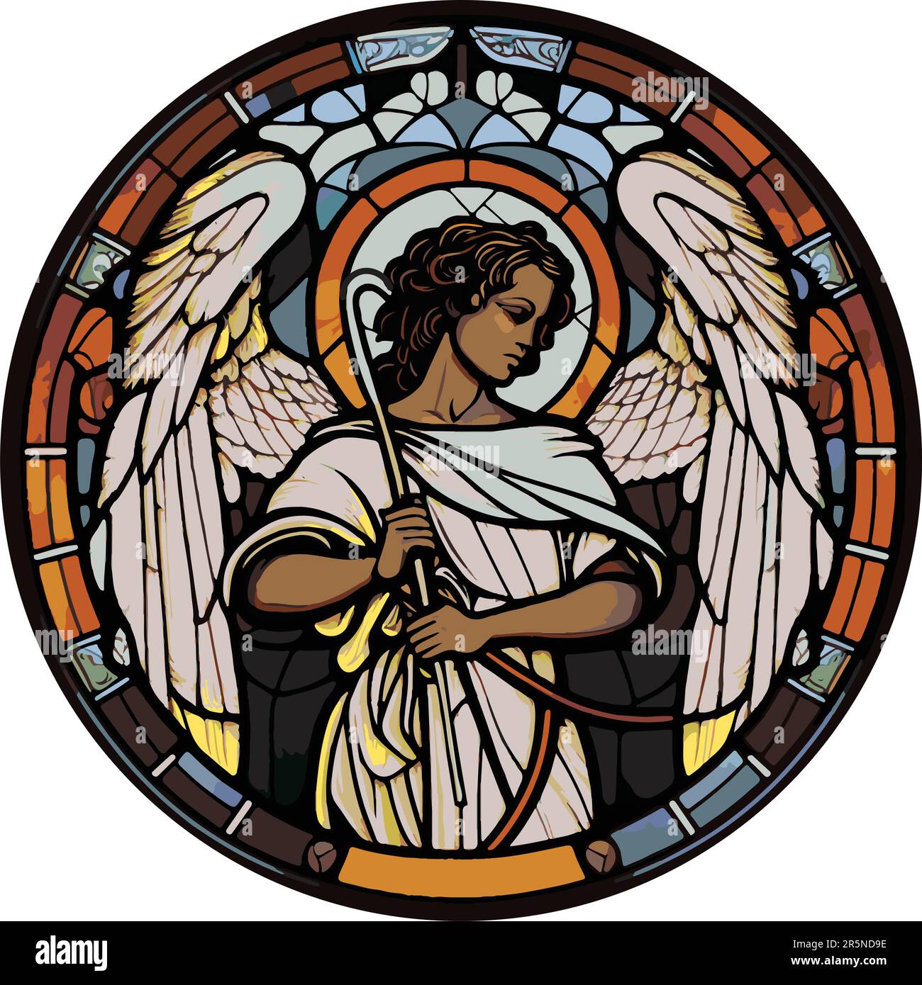 Round stained glass window vector of an African archangel Stock Vector ... Round stained glass window vector of an African archangel Stock Vector ...