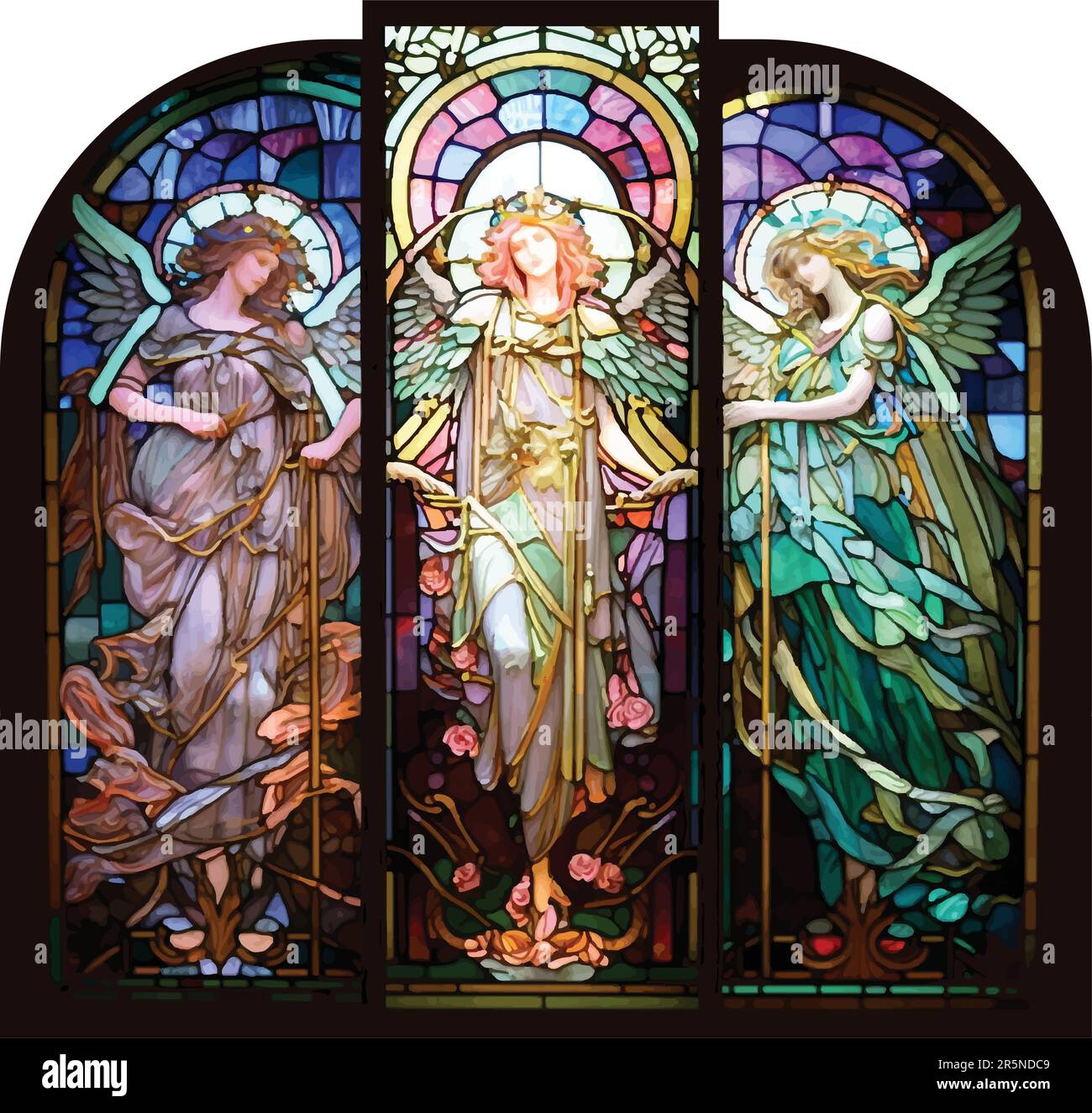 Stained glass window archangel gabriel Stock Vector Images - Alamy