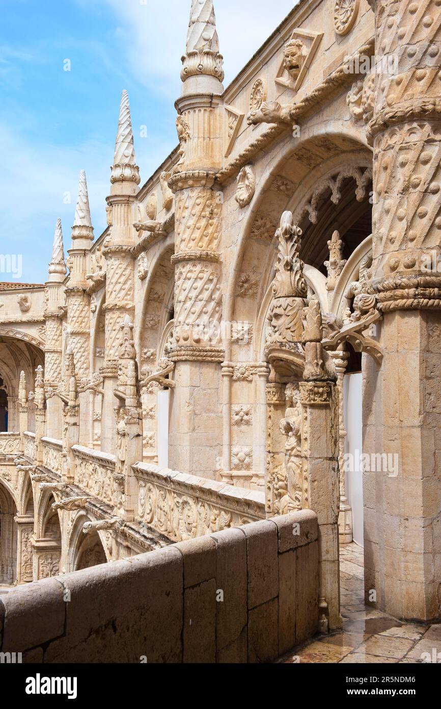 Facade of the courtyard, Mosteiro dos Jeronimos, Belem district, Lisbon ...