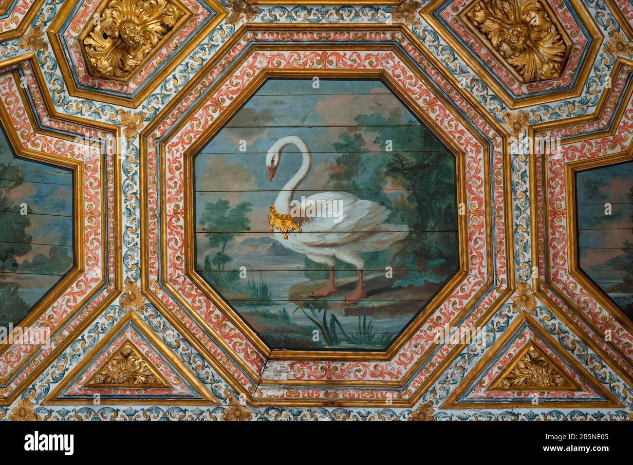 Mural, Swan Hall, Palacio Nacional de Sintra, Sintra, Lisboa, Portugal ...