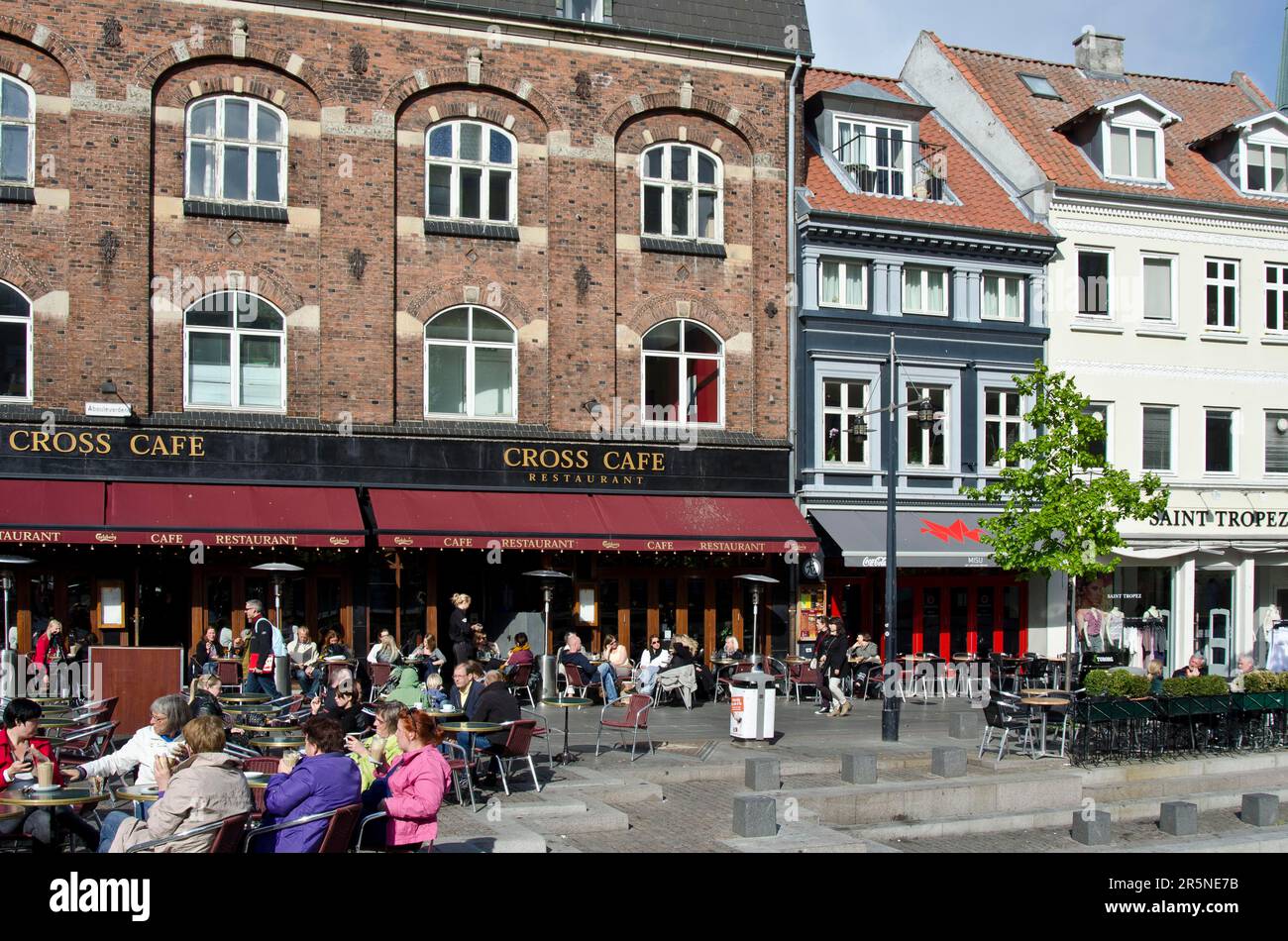Pavement Cafe, Arhus, Central Jutland, Denmark, Jutland Stock Photo - Alamy