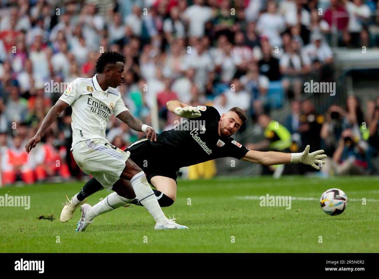 Madrid, Spain; 4.06.2023.- Vinicius Jr. scores a goal disallowed for ...