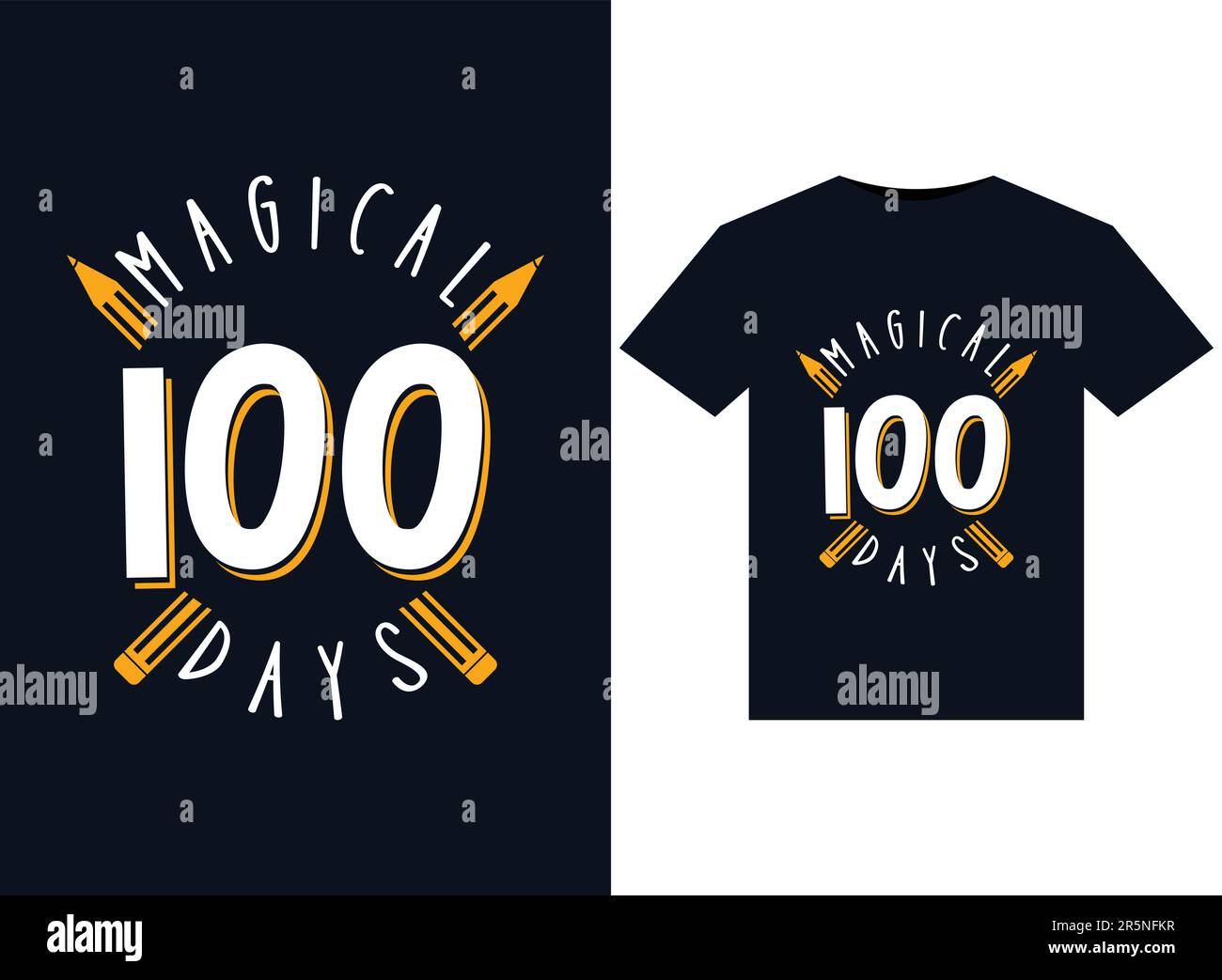 Magical 100 Days illustrations for print-ready T-Shirts design Stock ...