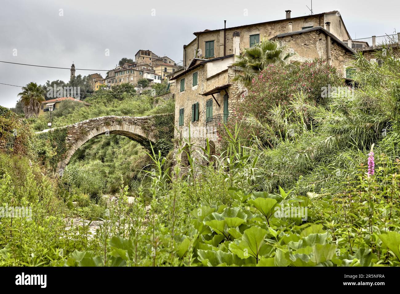 Bridge over the Rio dei Boschi, Dolcedo mountain village, Imperia ...