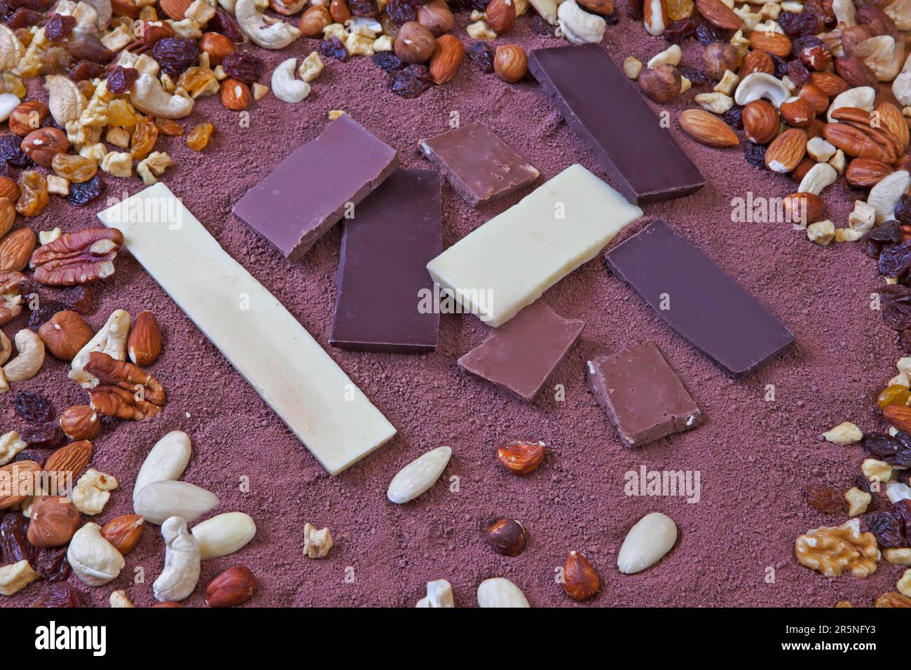 Swiss chocolate, nuts, white chocolate, milk chocolate, dark chocolate ...