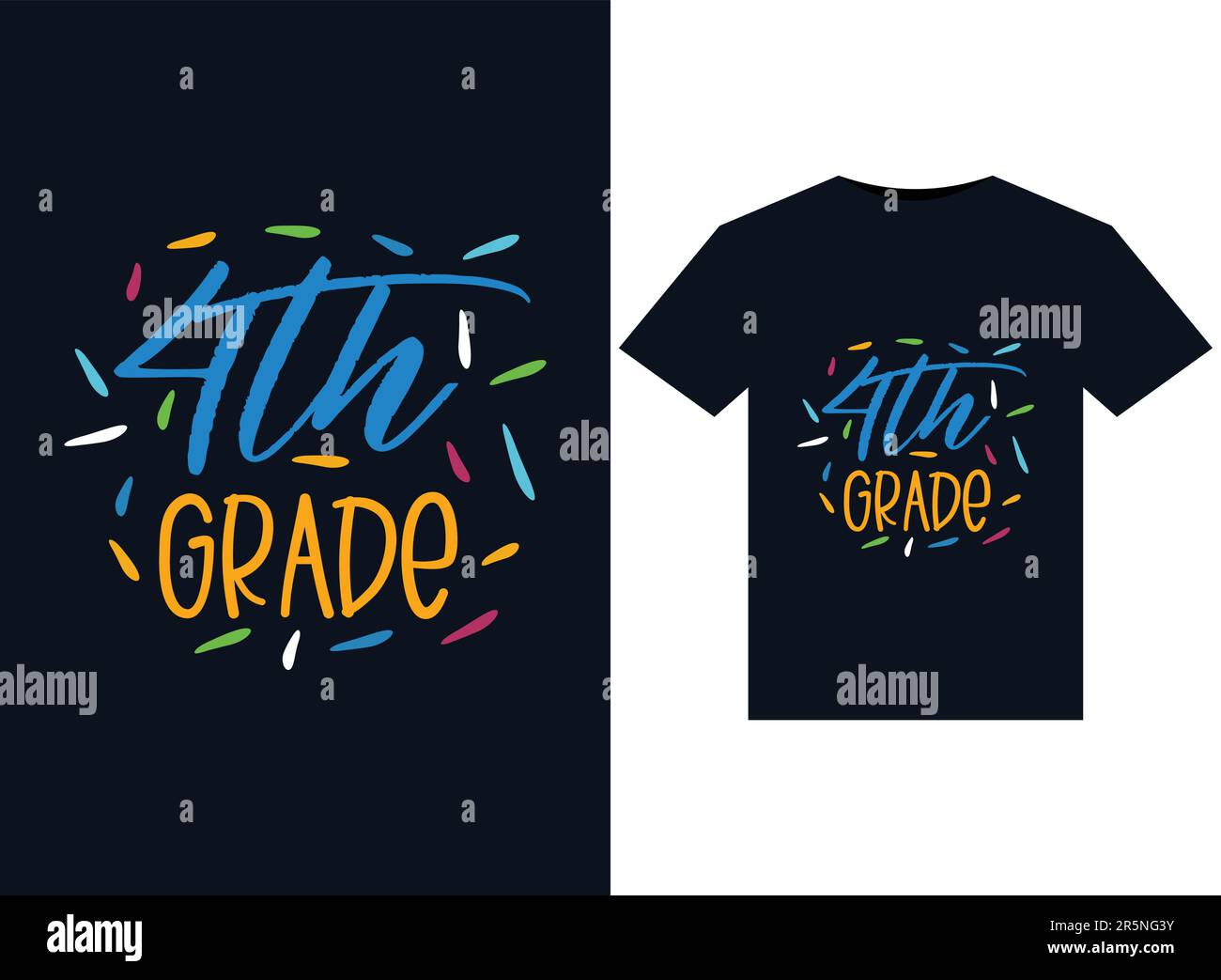 4th Grade illustrations for print-ready T-Shirts design Stock Vector ...