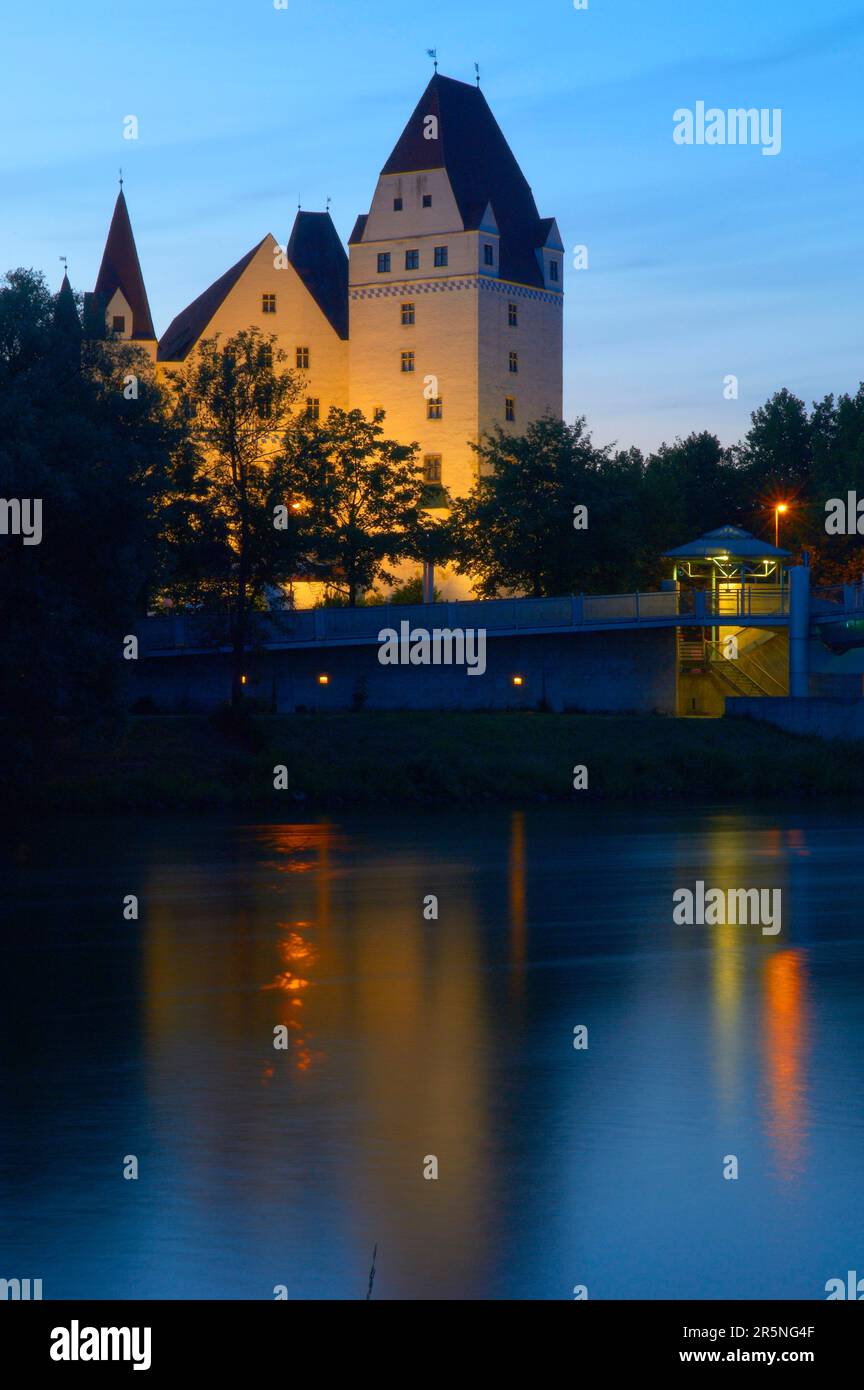New Castle, Danube River, Ingolstadt, Upper Bavaria, Bavaria, Germany ...