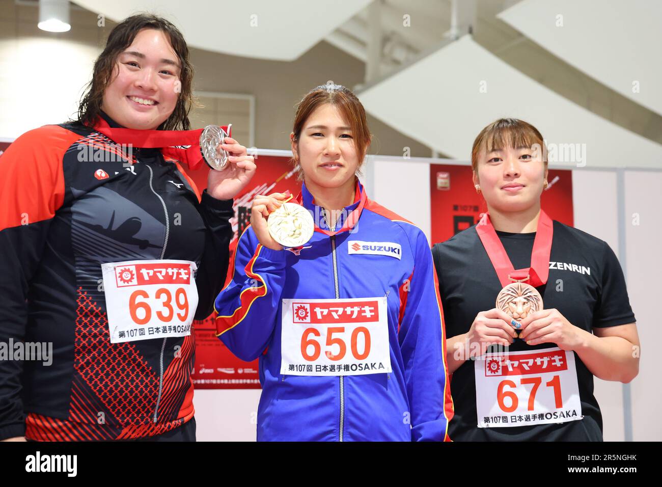 Osaka, Japan. 2nd June, 2023. (L-R) Haruka Kitaguchi, Marina Saito, Momone Ueda Athletics : The ...