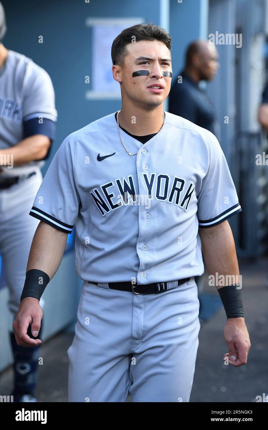 LOS ANGELES, CA - JUNE 04: New York Yankees shortstop Anthony Volpe (11 ...