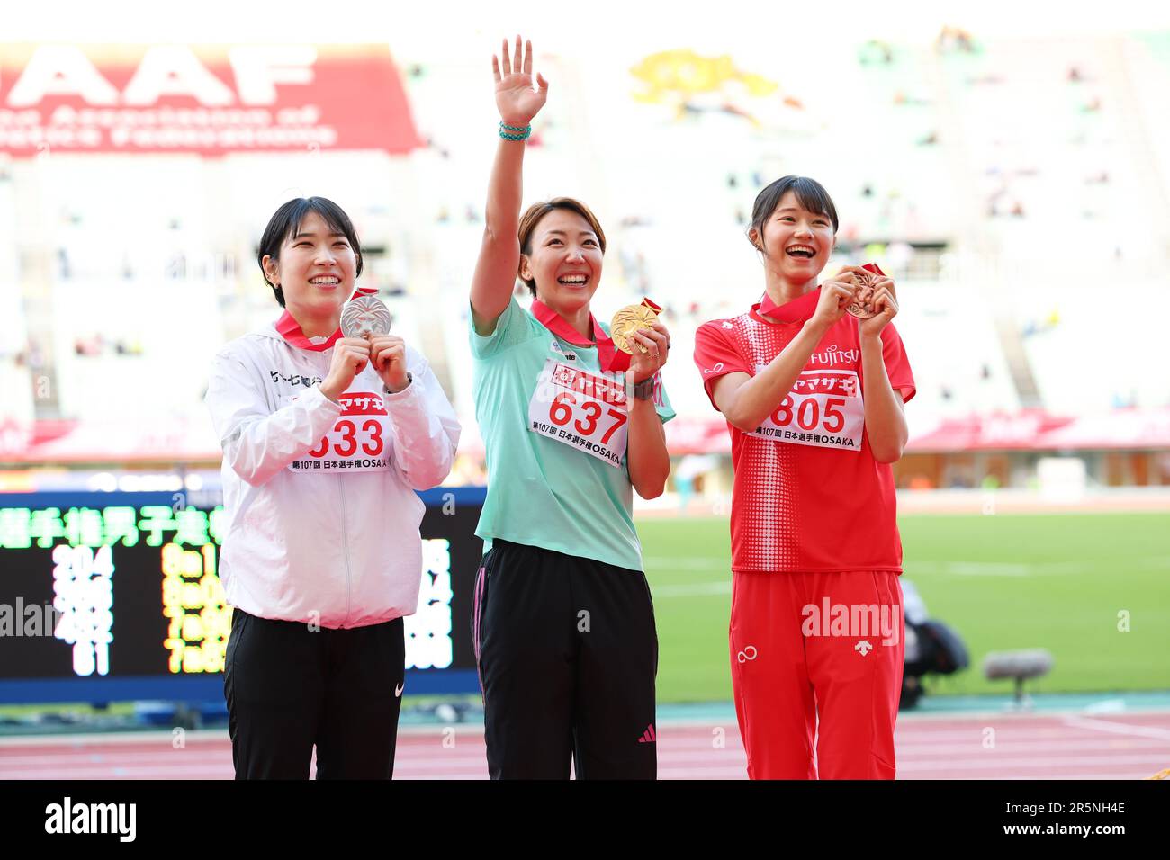 Osaka, Japan. 3rd June, 2023. (L to R) Masumi Aoki, Asuka Terada, Yumi ...