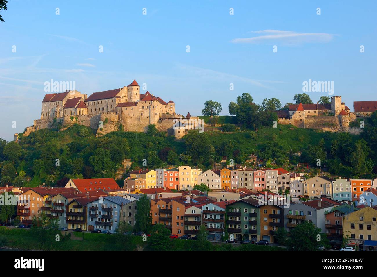 Burghausen, castle, Upper Bavaria, Altoetting district, view from ...