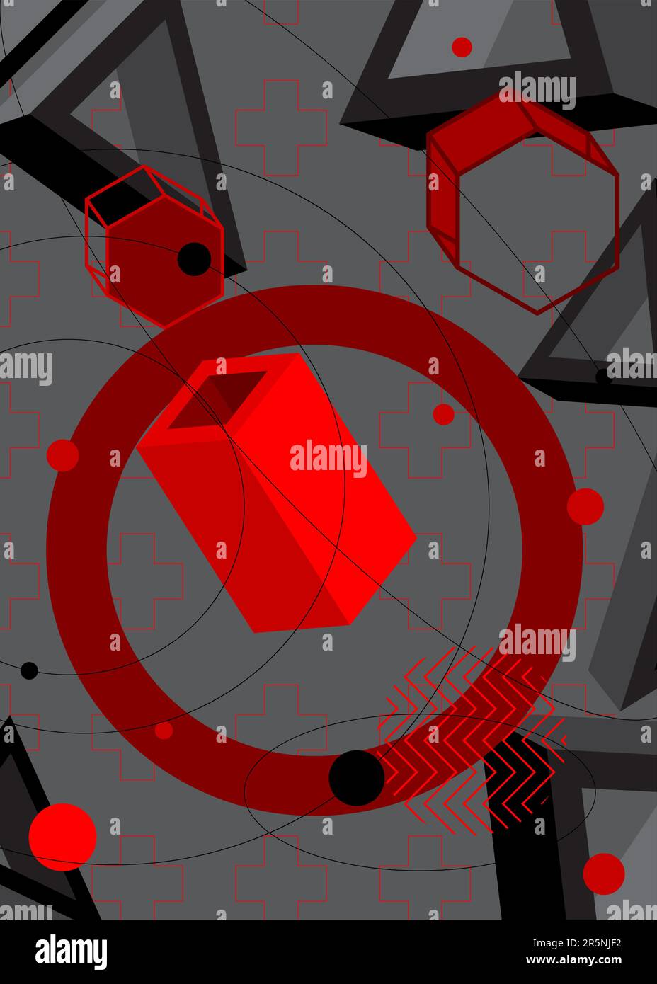 Black and red vintage geometric theme poster banner. Retro abstract ...