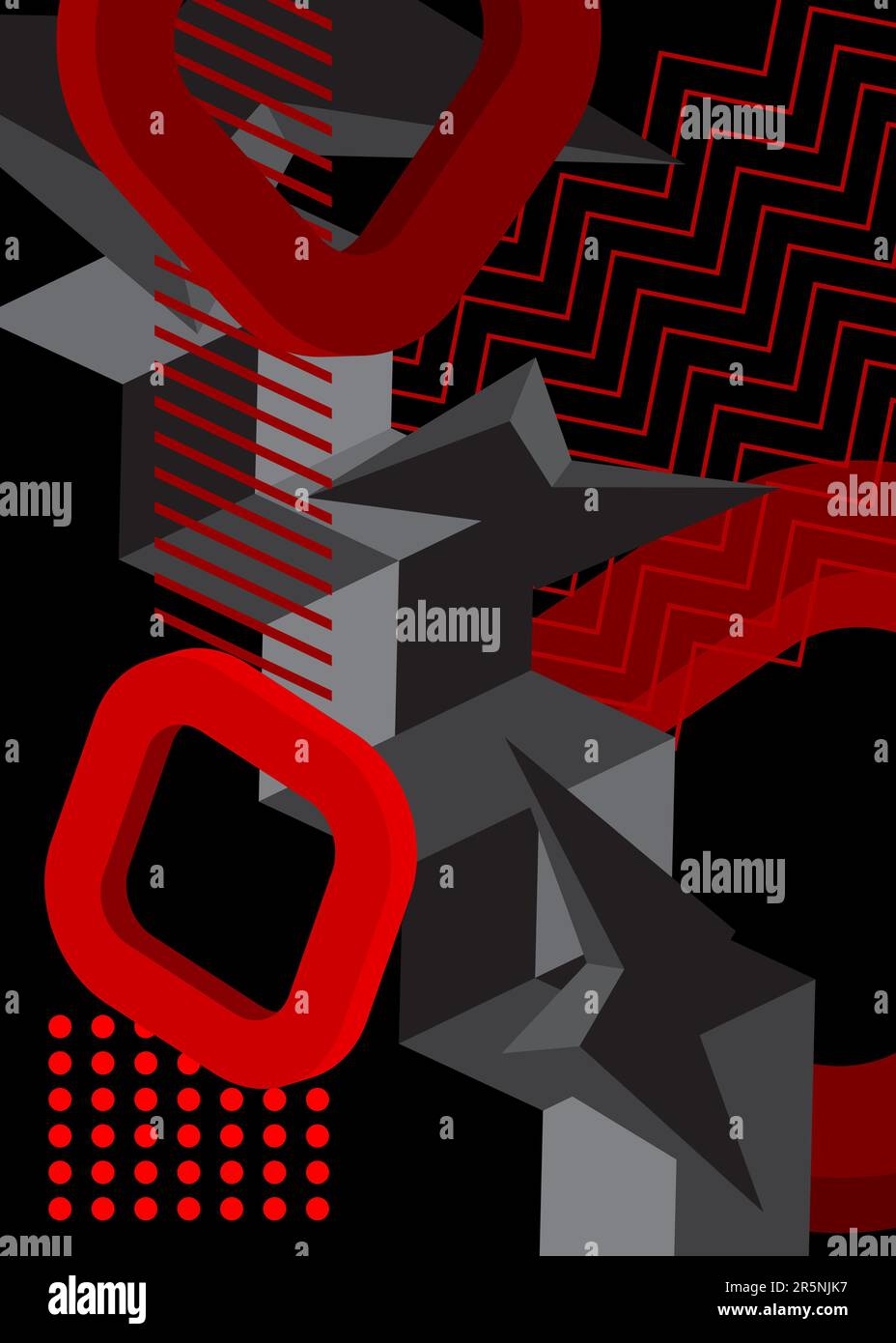 Black and red vintage geometric theme poster banner. Retro abstract ...