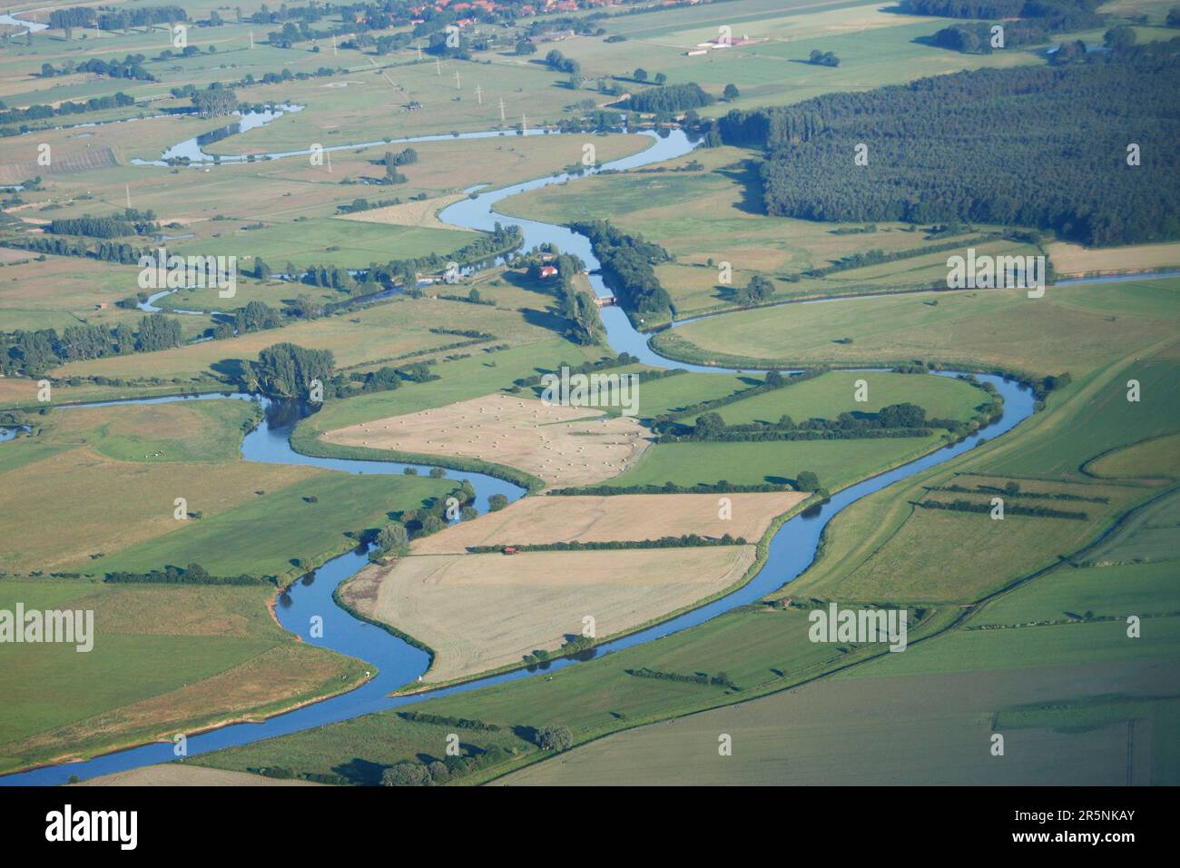 River Oste, near Bremervoerde, Lower Saxony, meandering, Germany Stock ...