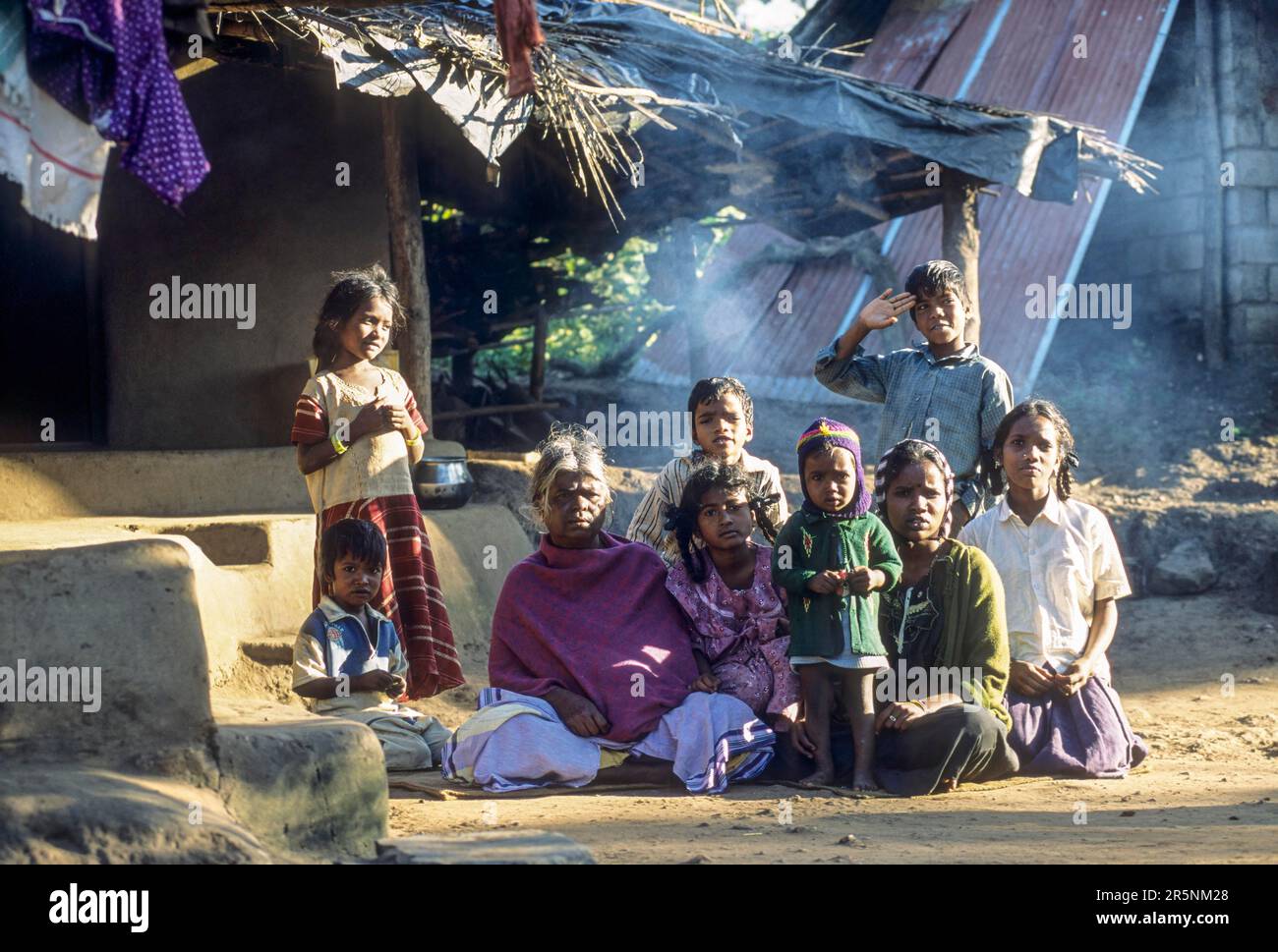 A group of Betta kurumba tribal people posing for the camera at ...