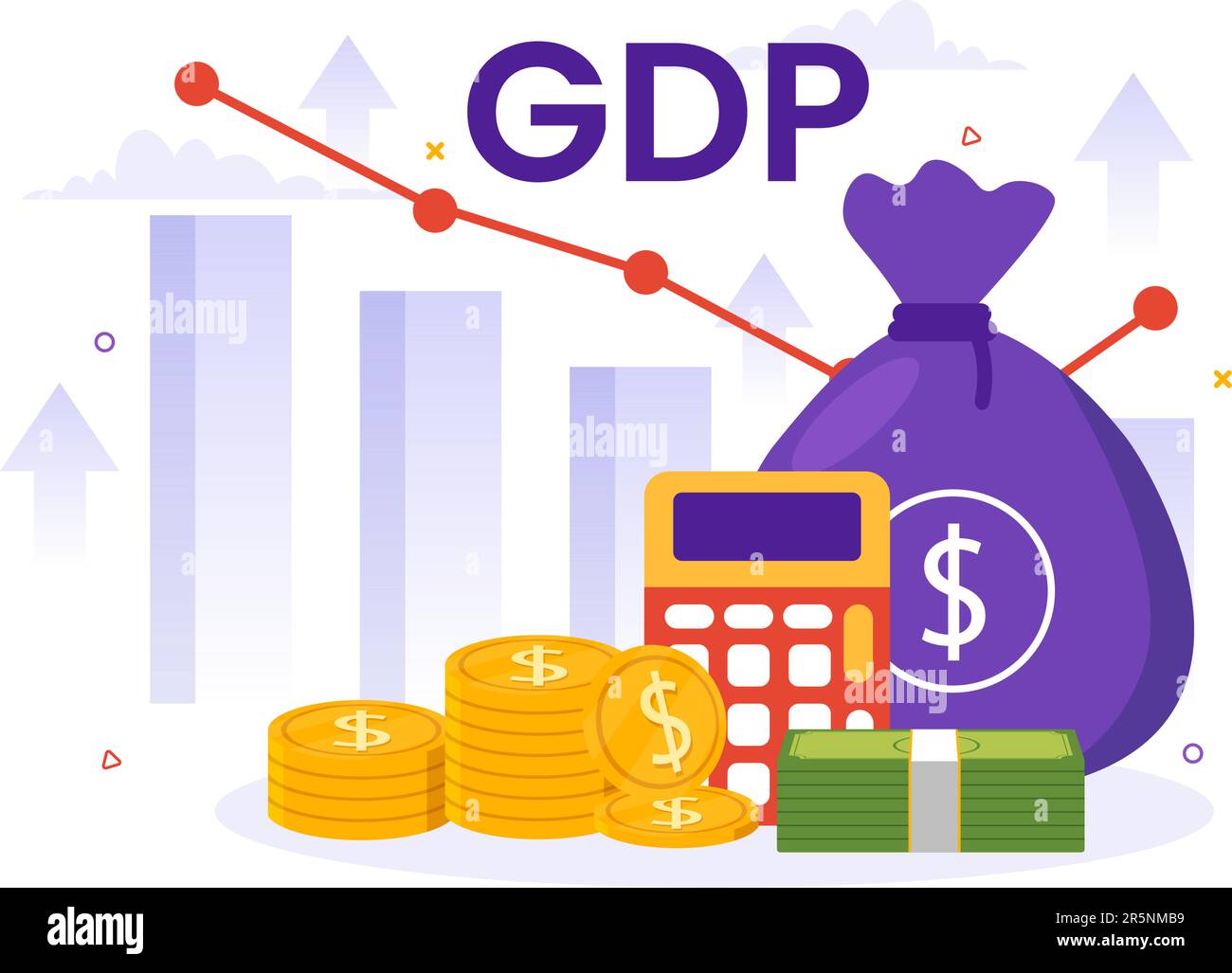 GDP or Gross Domestic Product Vector Illustration with Economic Growth ...