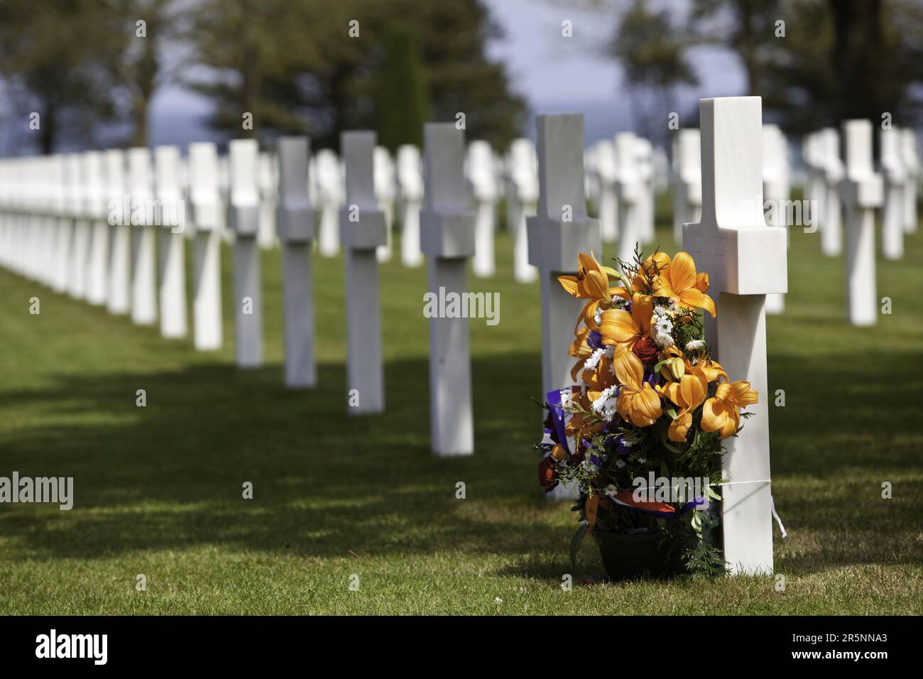 Military cemetery, Colleville sur Mer, Normandy, France Stock Photo - Alamy