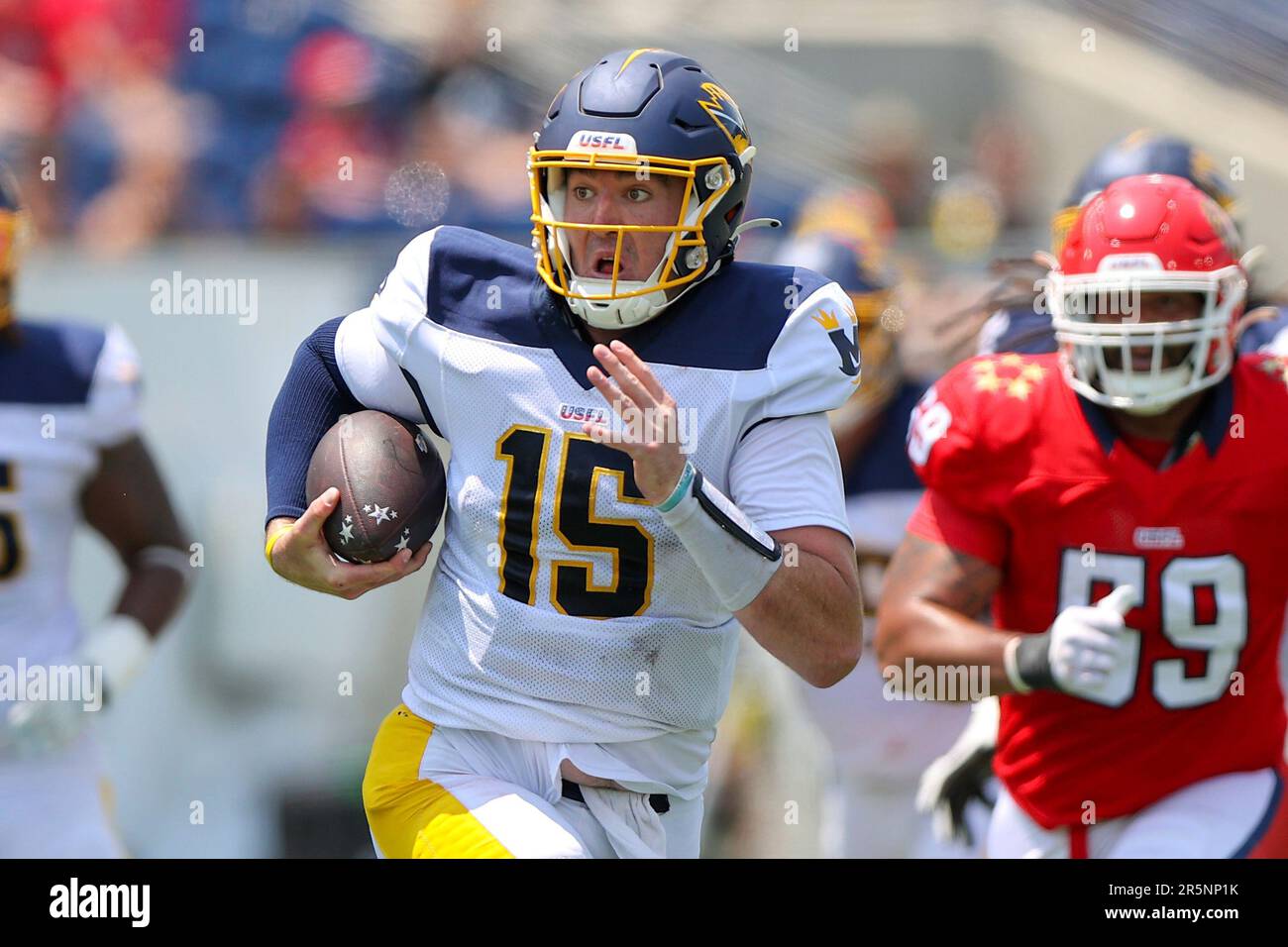 CANTON, OH - JUNE 04: Memphis Showboats quarterback Cole Kelley (15 ...