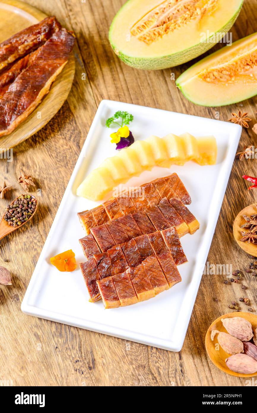 Steamed Preserved Pork (cured pork) with cantaloupe Stock Photo - Alamy