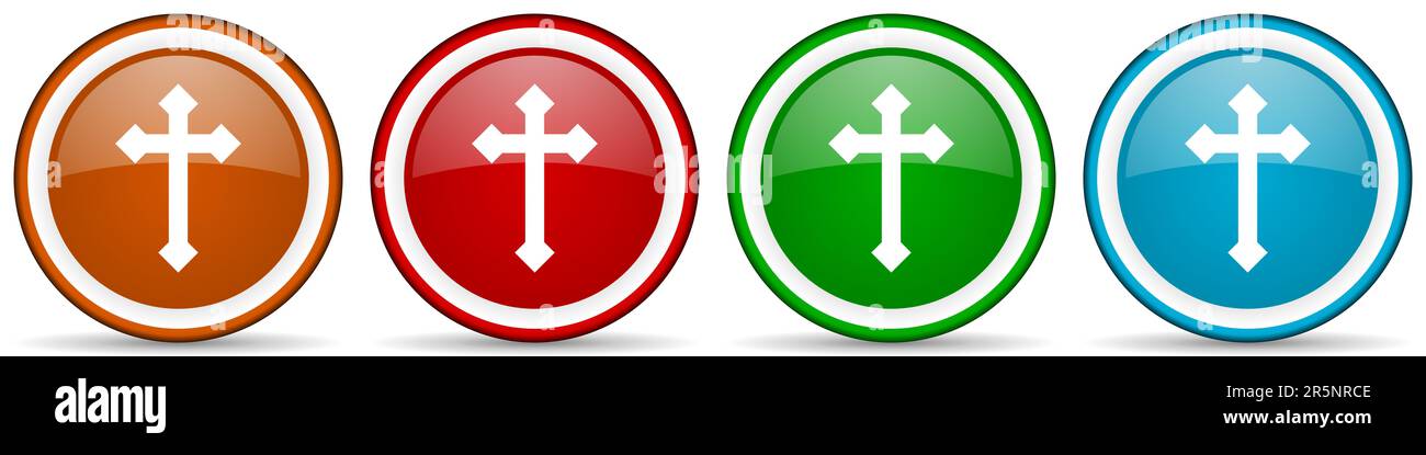 Cross glossy icons, set of modern design buttons for web, internet and ...