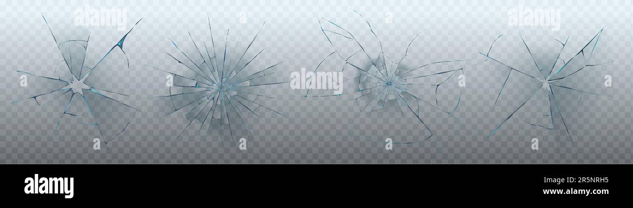 Realistic set of glass cracks isolated on transparent background ...