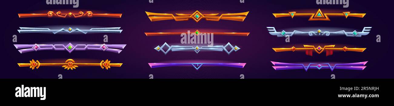 Golden fantasy game border ui button frame design. Medieval gold metal ...