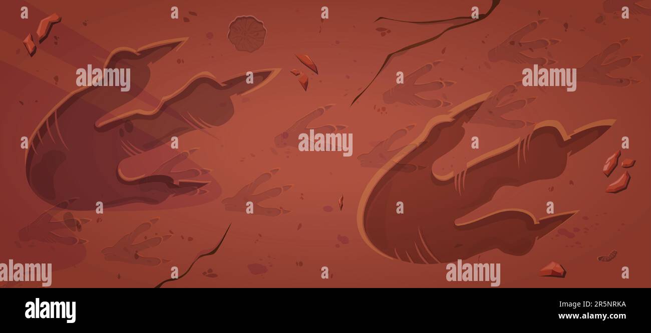 Dig fossil dinosaur footprint trace vector cartoon. Archeology jurassic ...